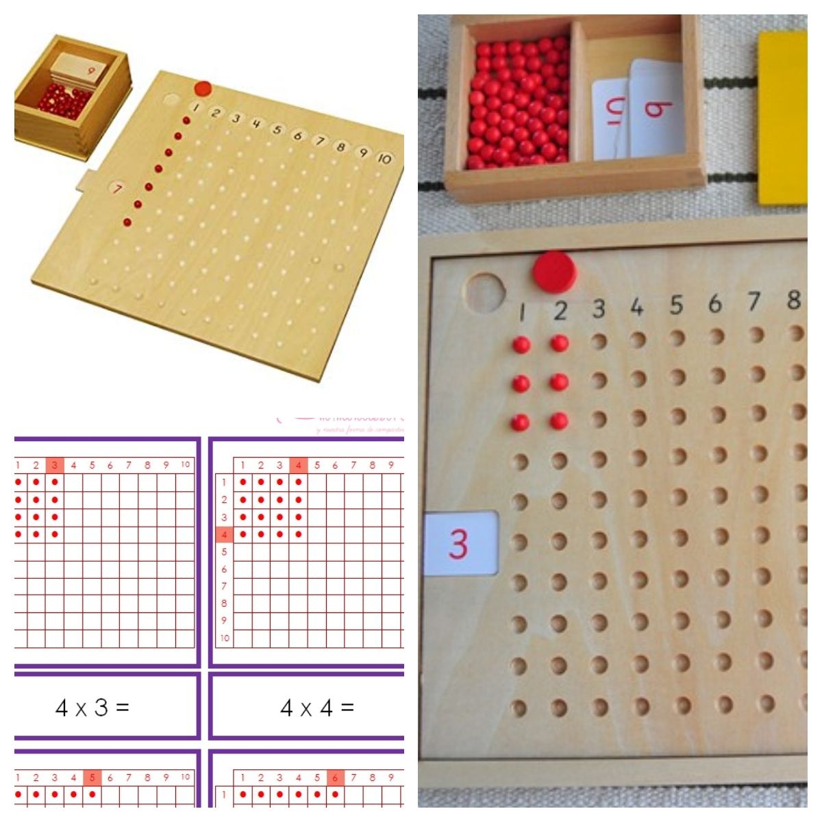 Tarjetas para el tablero de multiplicación – MiMontessori